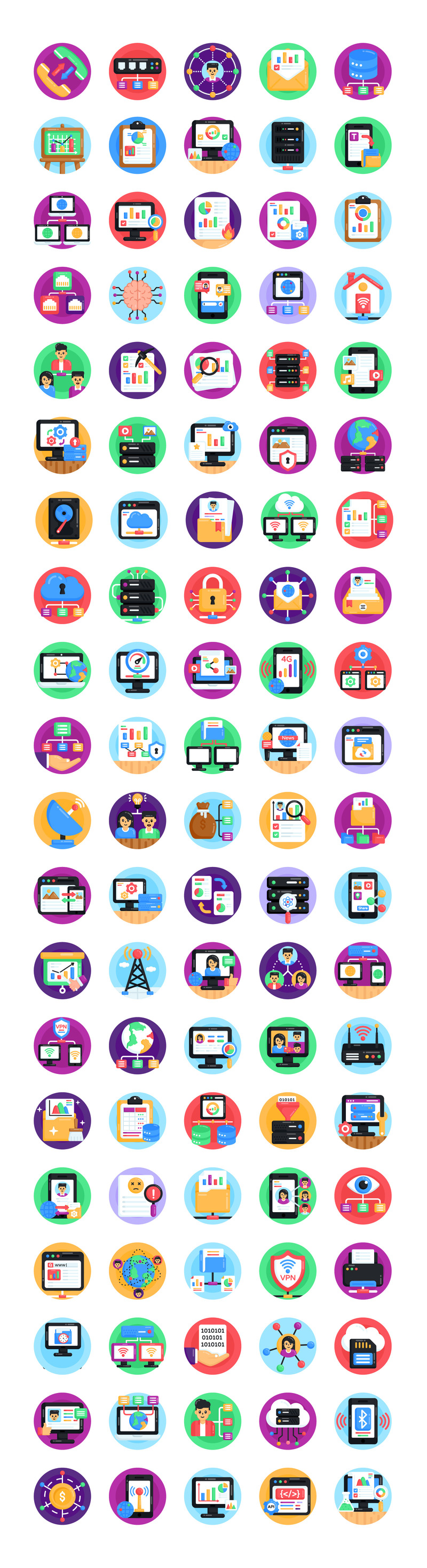 Data Network Icons - Flat Vector Icons - TemplateMonster