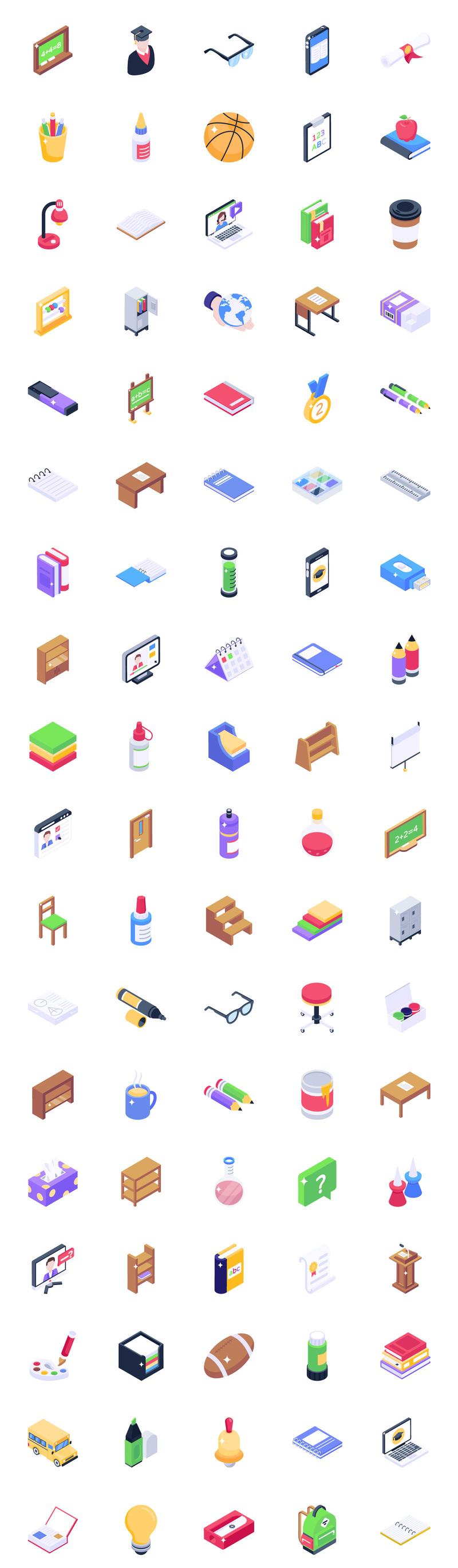 Education Isometric Icons Pack #234498 - TemplateMonster