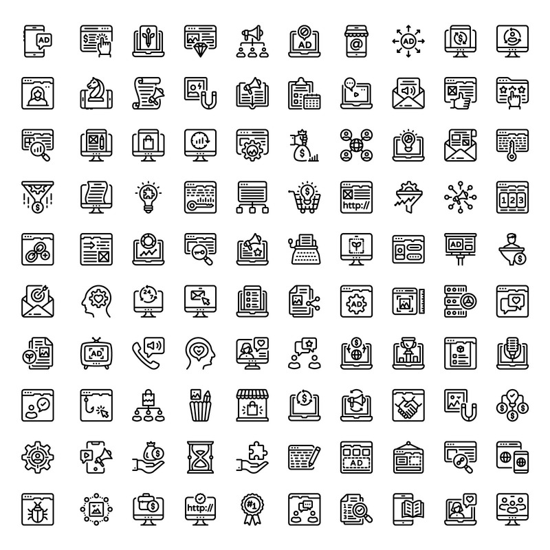 Digital Marketing Linear Icons Pack #236083 - TemplateMonster