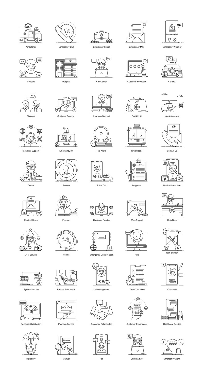 Emergency Help Center Icons Set #234177 - TemplateMonster