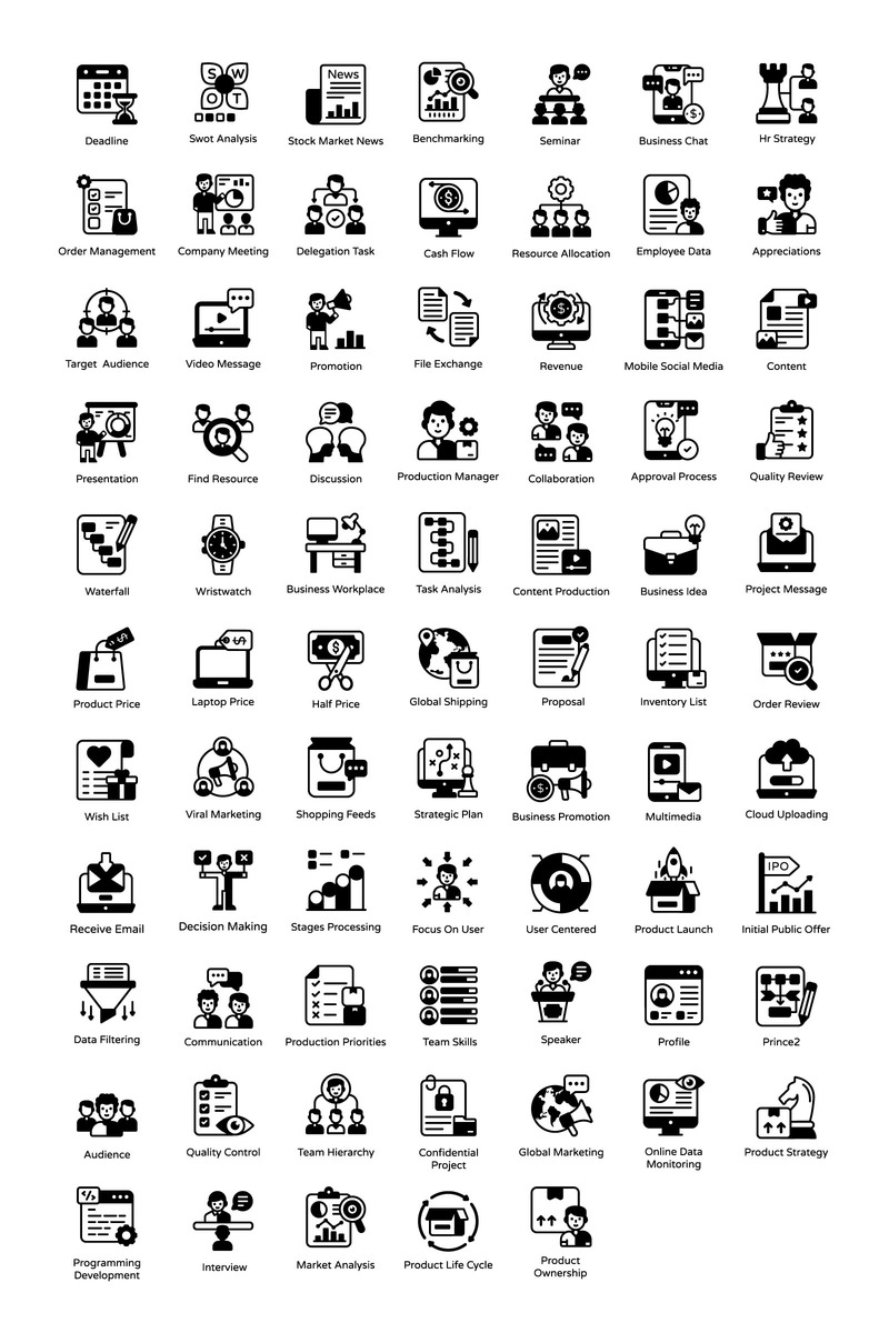 Product Management Glyph Icons #230512 - TemplateMonster