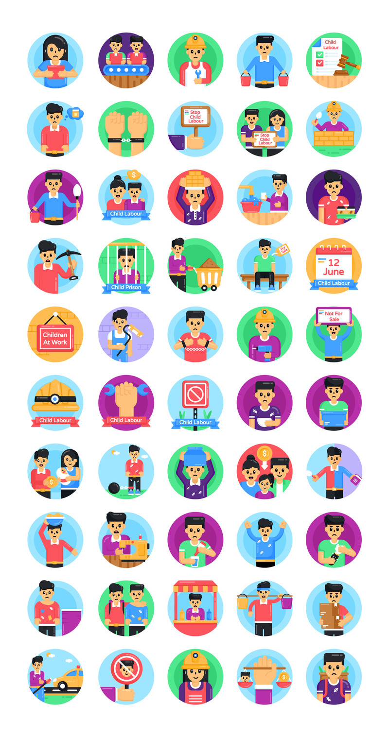 50 Child labor Vector Icons #232971 - TemplateMonster