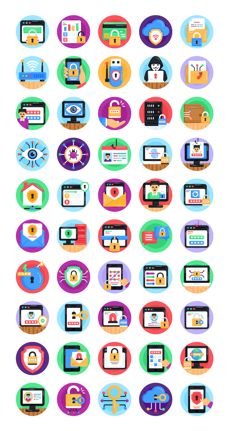 50 Internet Security Icons #233535 - TemplateMonster