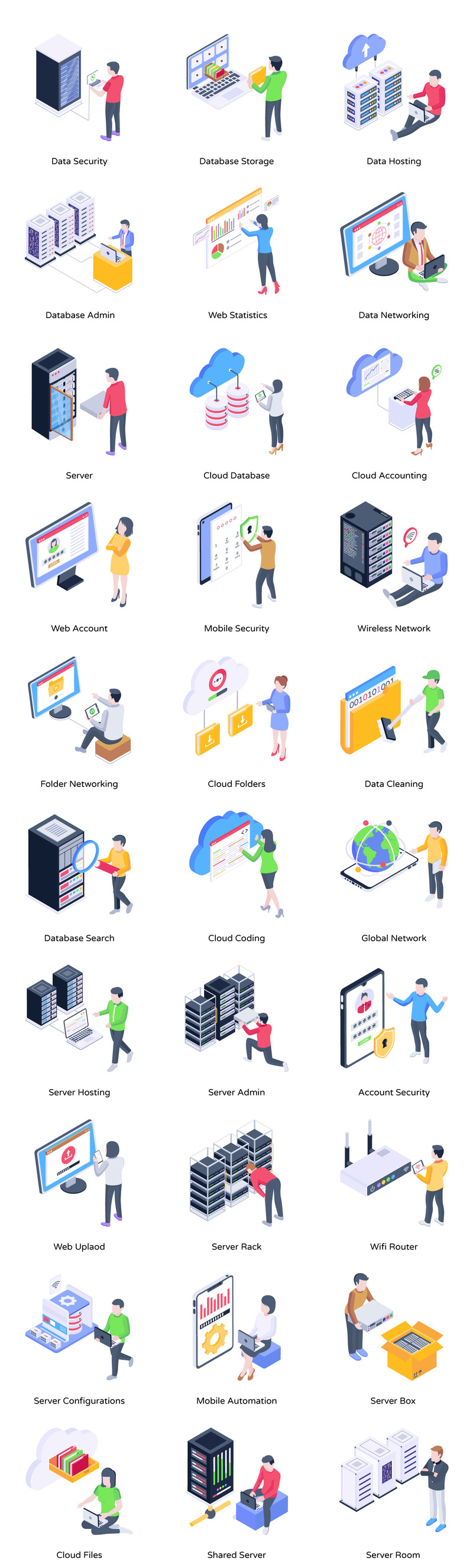 50 Isometric Data Technology Vectors - TemplateMonster