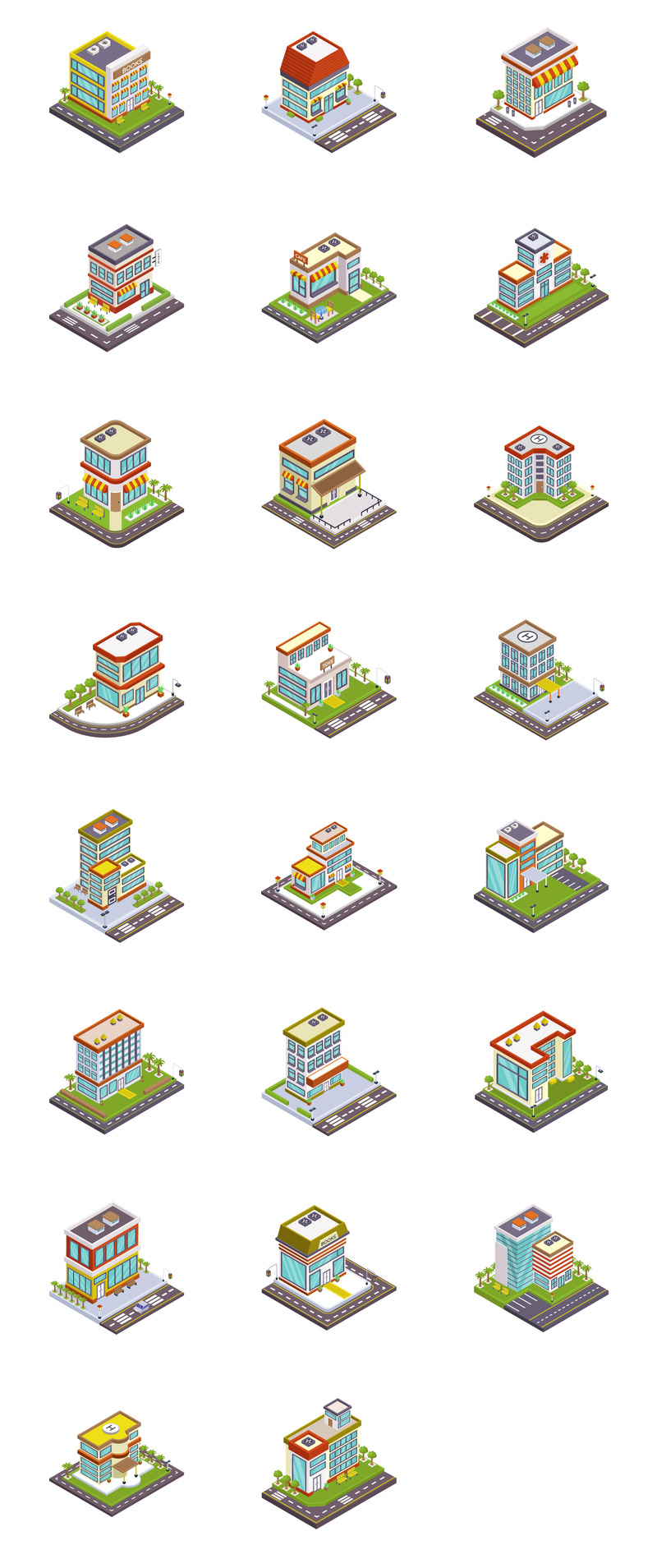 100 Building isometric Icons #222390 - TemplateMonster