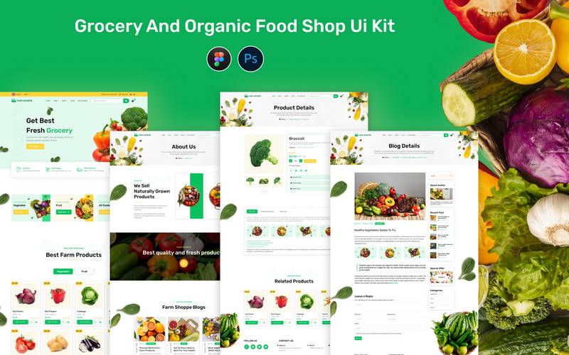 Farm Shoppe Website UI Design Template Figma & PSD