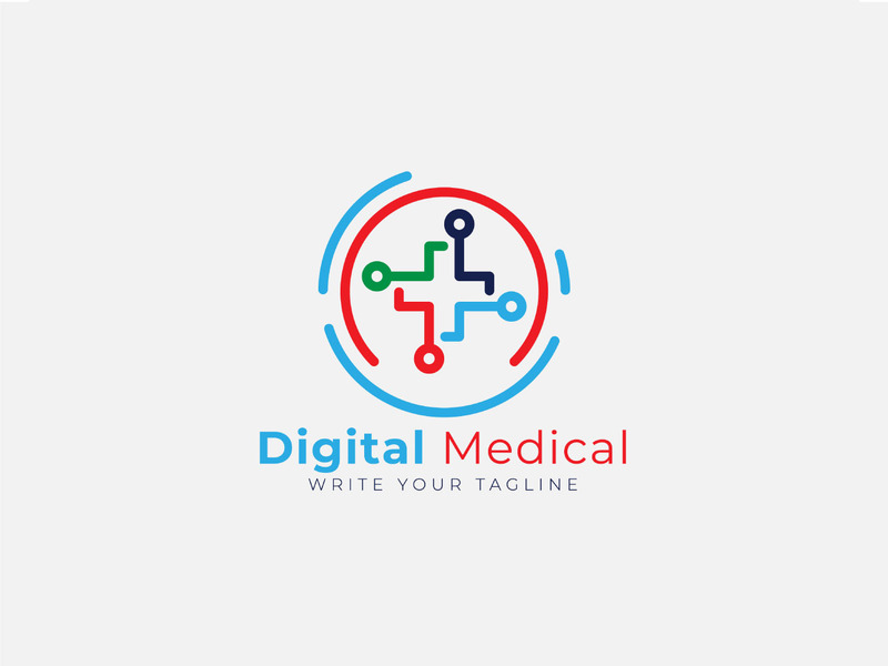 Digital Medical Logo With Cross Concept - TemplateMonster