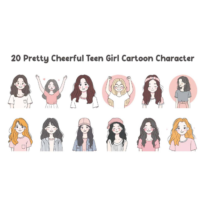 20 Pretty Cheerful Teen Girl Cartoon Character