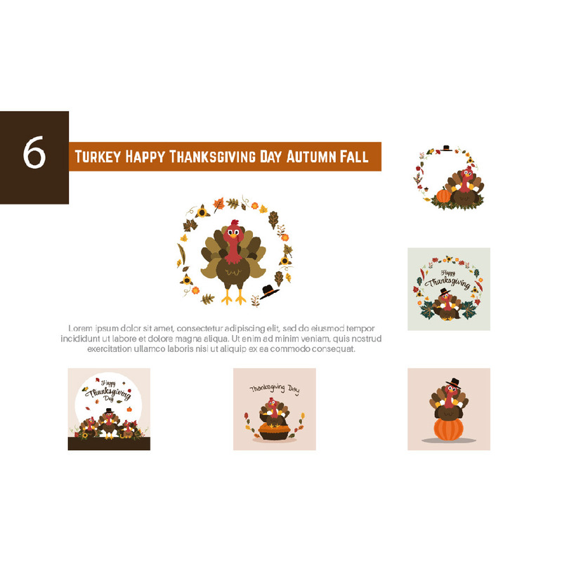 6 Turkey Happy Thanksgiving Day Autumn Fall - TemplateMonster