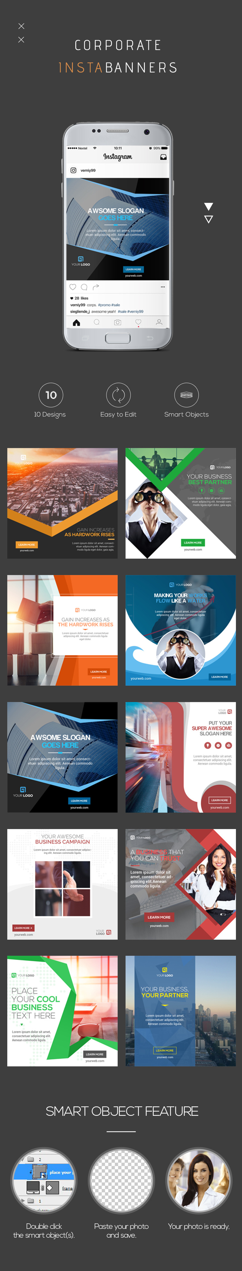 Corporate - 10 PSD Banner Templates for Social Media