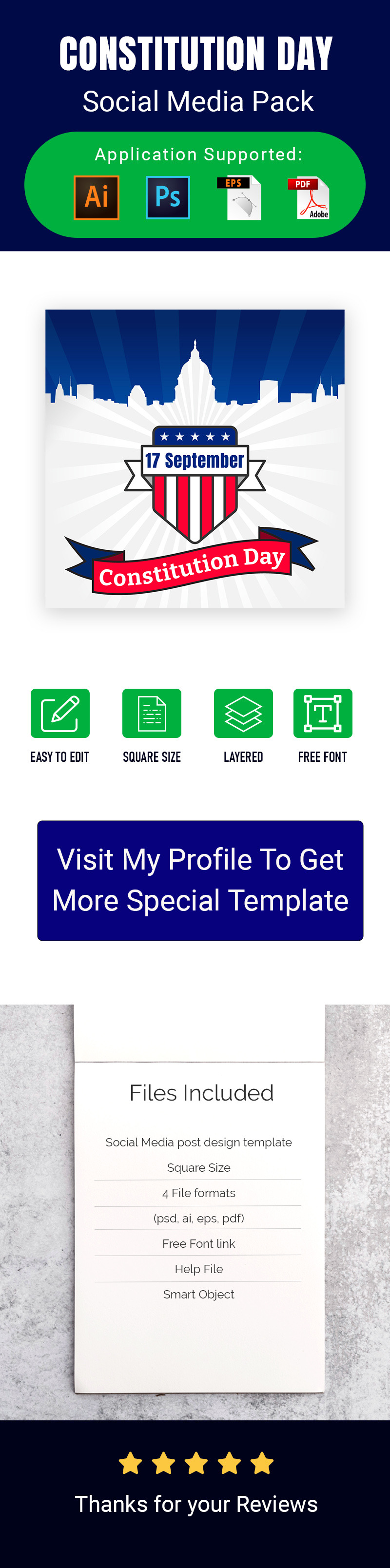 Constitution Day In United States Social Media Banner