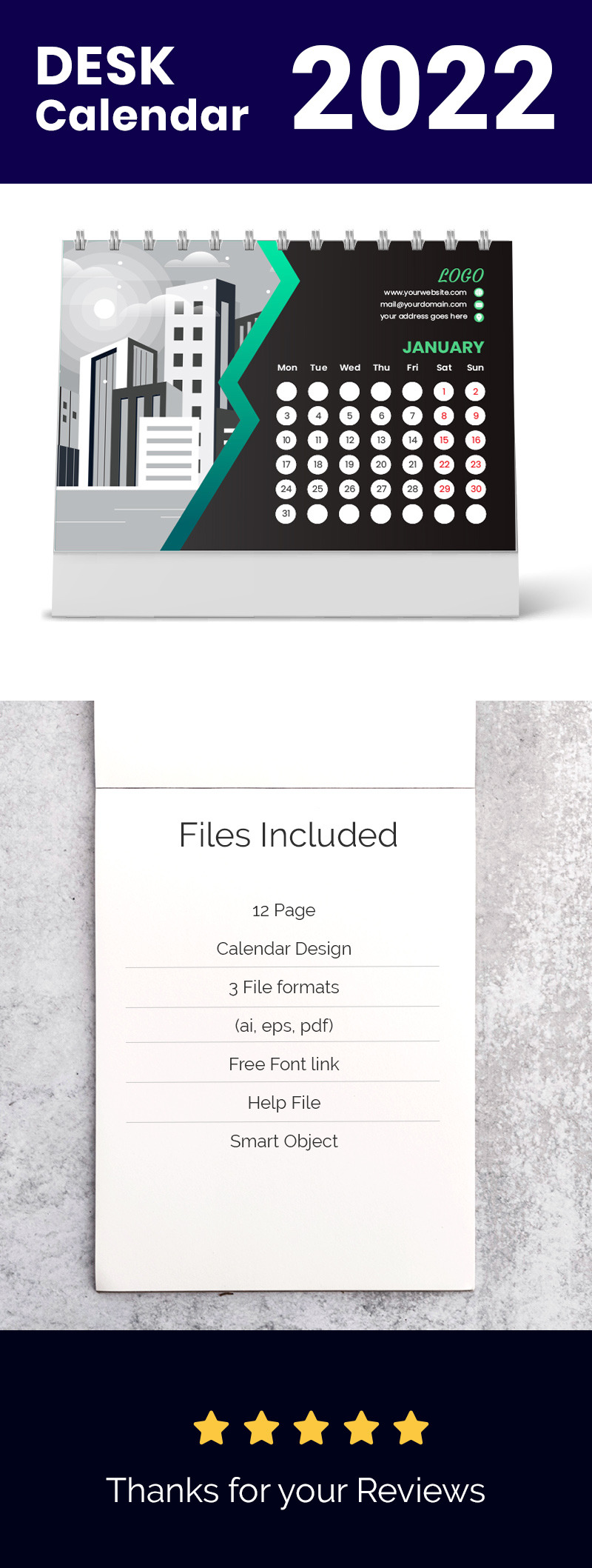 Modern Design 2022 Calendar Template Vector Design