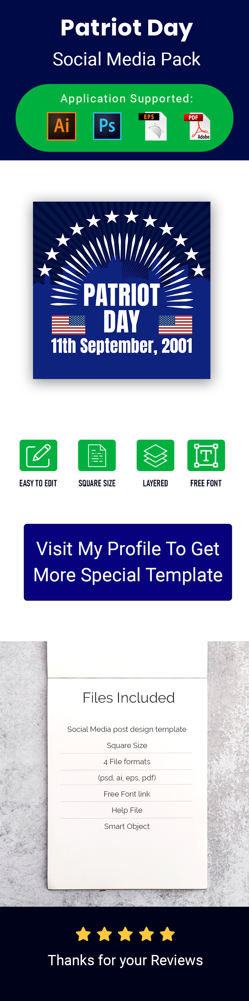 9/11 Usa Patriot Day Banner Poster Brochure Or Greeting Card Social ...