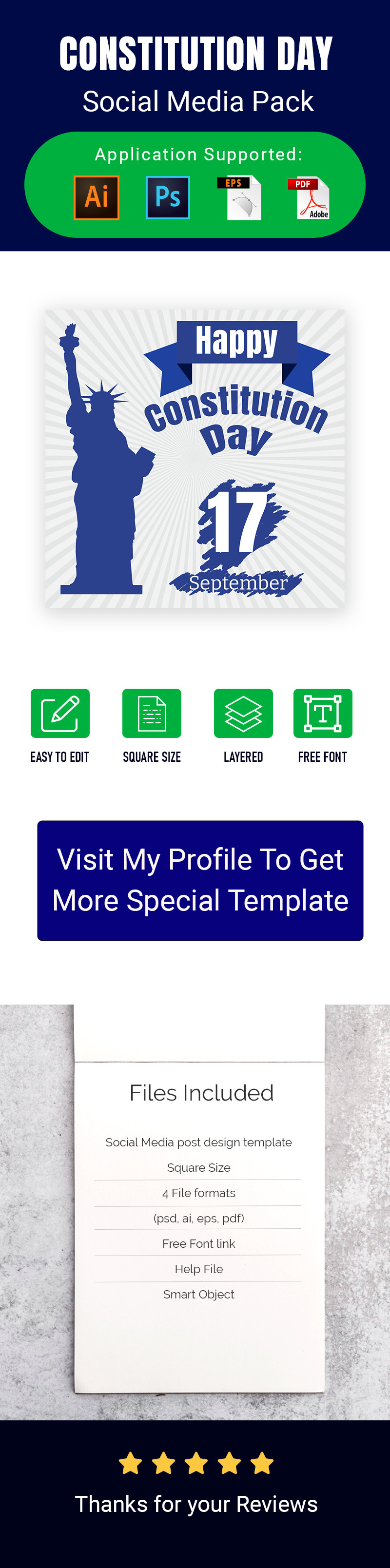 Usa 17th Of September Constitution Day Placard Social Banner