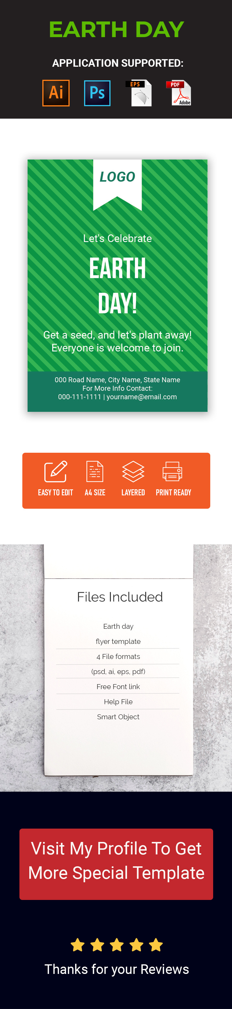 Happy Earth Day Flyer Design Corporate identity template