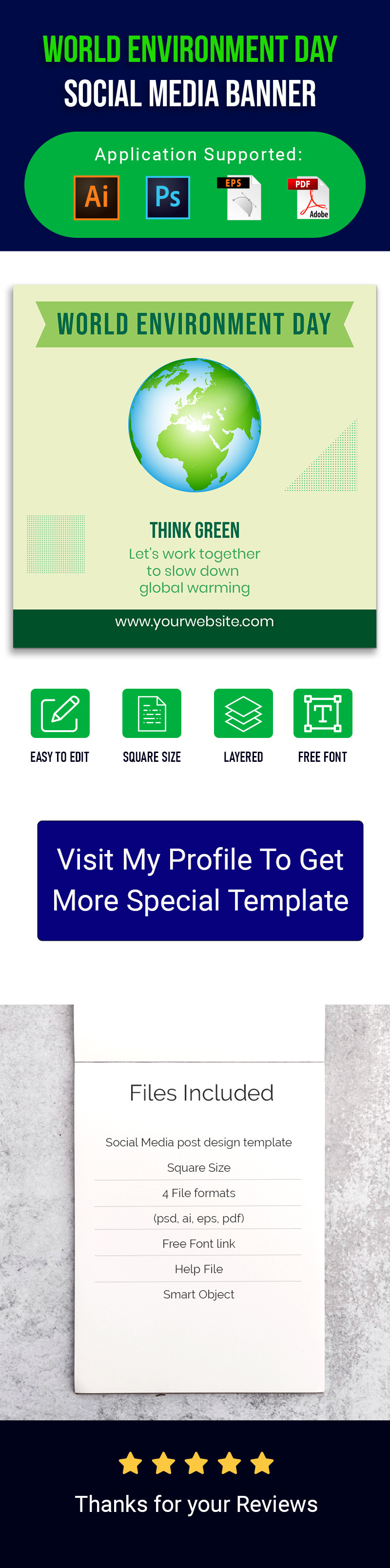 Environment Day With Round World Map Corporate identity template