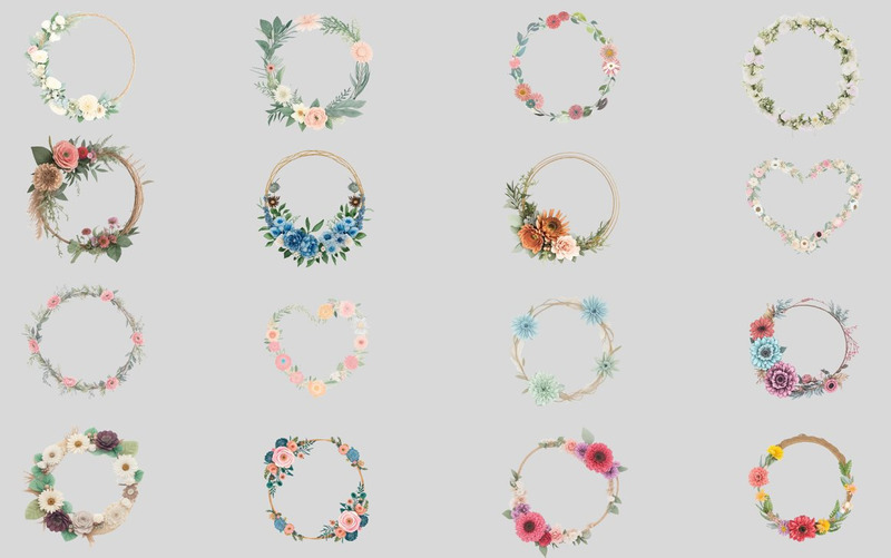 32 Boho Floral Round Frame Clipart #362772 - TemplateMonster