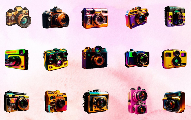 30 Watercolor Vintage Camera Clipart - TemplateMonster
