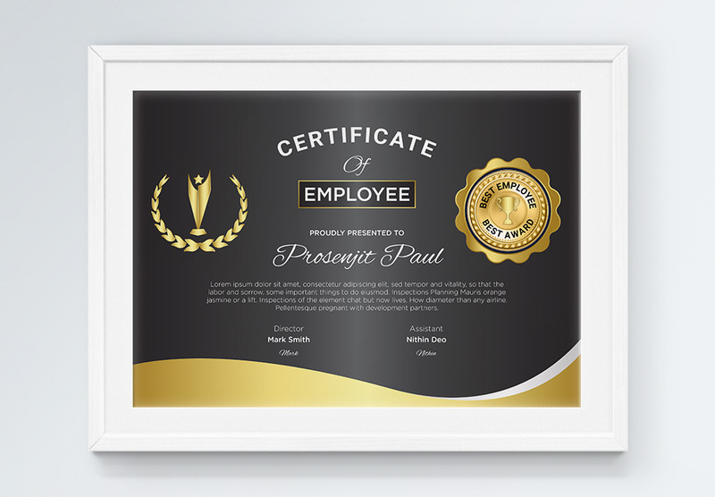 Modern Employee Certificate Design Template - TemplateMonster