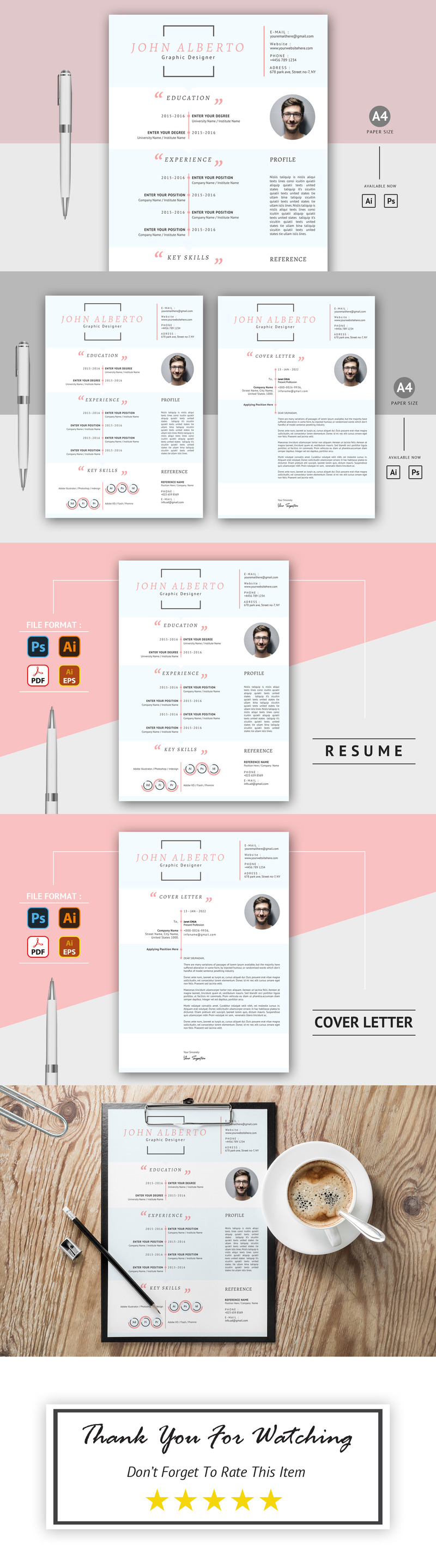 Simple and Clean Minimalist CV Layout Printable Resume Template
