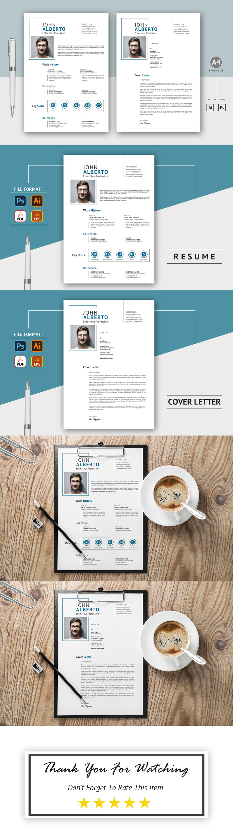 Clean and Smart Design CV Layout Printable Resume Template