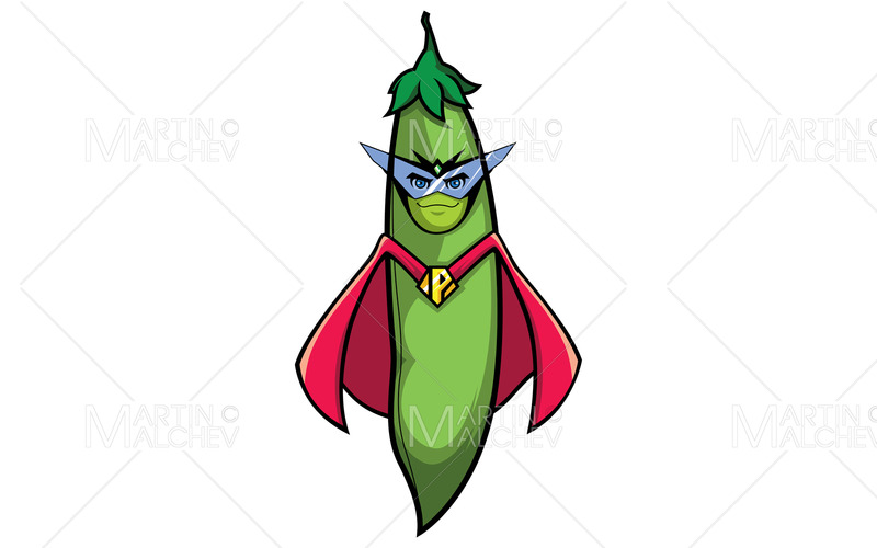 Peas Superhero Mascot Vector Illustration - TemplateMonster