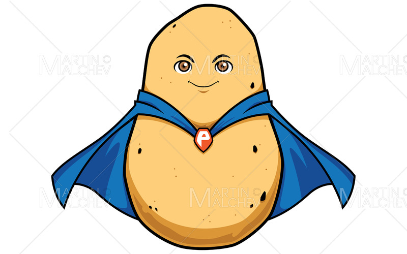 Potato Superhero Mascot Vector Illustration - TemplateMonster