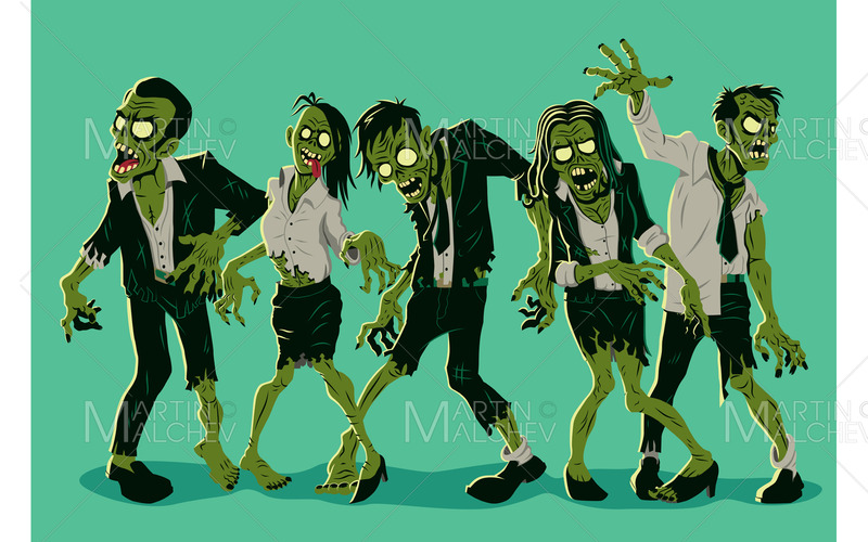 Zombie Company Concept Vector Illustration - TemplateMonster