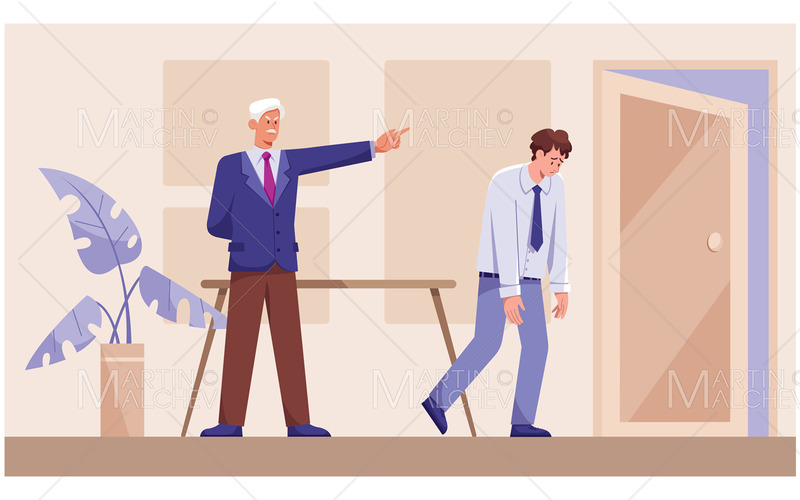 Fired From Work Office Worker Vector Illustration