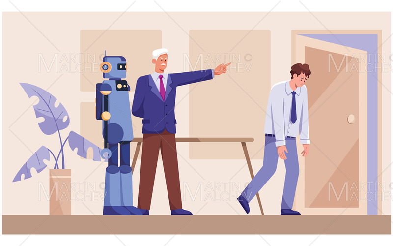 AI Replacing Human Vector Illustration - TemplateMonster
