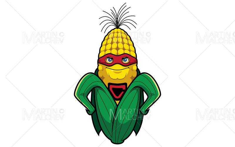 Corn Superhero Mascot Vector Illustration - TemplateMonster
