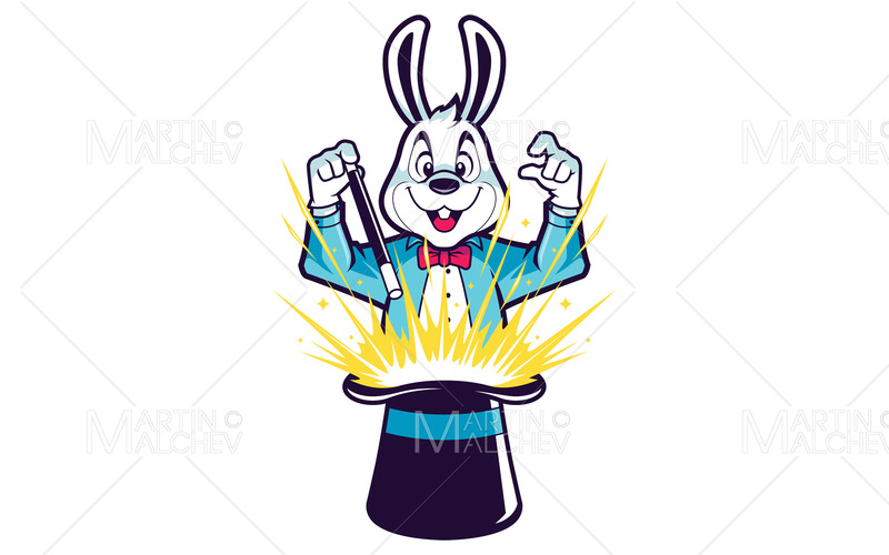 White Rabbit Magic Trick Illustration - TemplateMonster