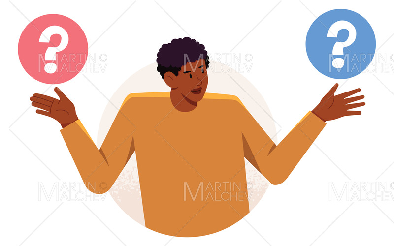 Puzzled Confused Man Vector Illustration - TemplateMonster