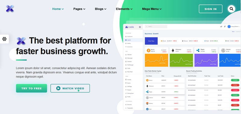 XCode - Mehrzweck- und Responsive HTML-Website-Vorlage für SaaS-, ERP-, Software- und ...