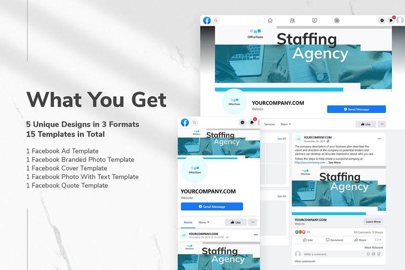 Staffing Agency Facebook Cover and Post - TemplateMonster