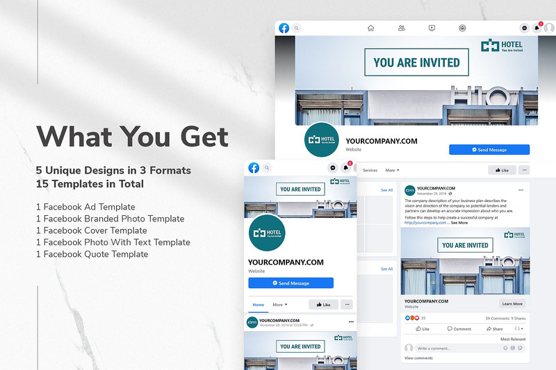 Hotel Facebook Cover and Post #165093 - TemplateMonster