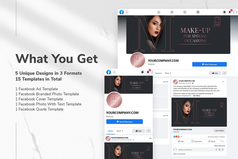 Makeup Artist Facebook Cover and Post Social Media Template