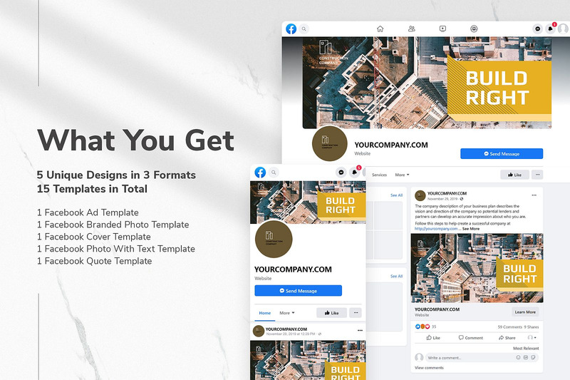 Construction Company Facebook Cover and Post