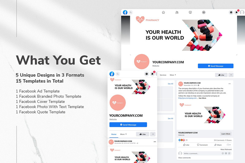 Pharmacy Facebook Cover and Post #165084 - TemplateMonster