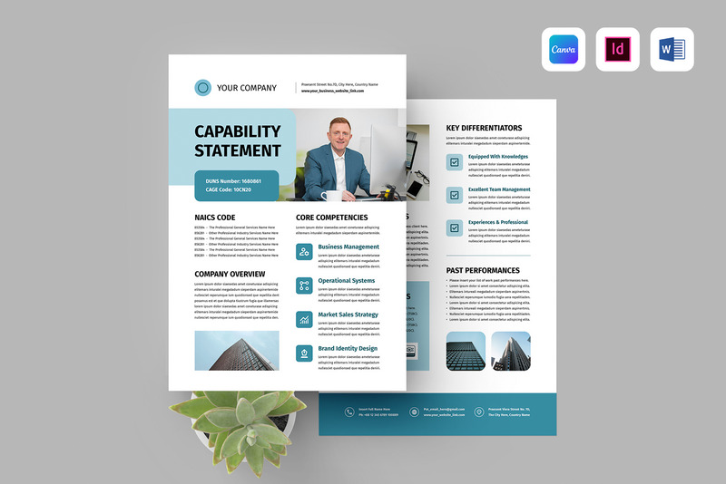 Capability Statement | Canva, MS Word, Indesign