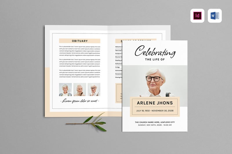 Funeral Program Template | Microsoft Word & Adobe Indesign