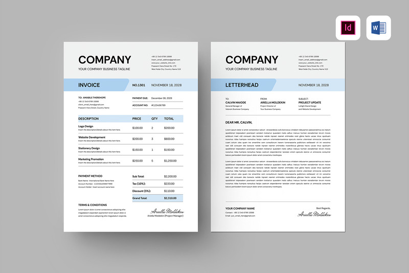 Invoice & Letterhead Template #523873 - TemplateMonster