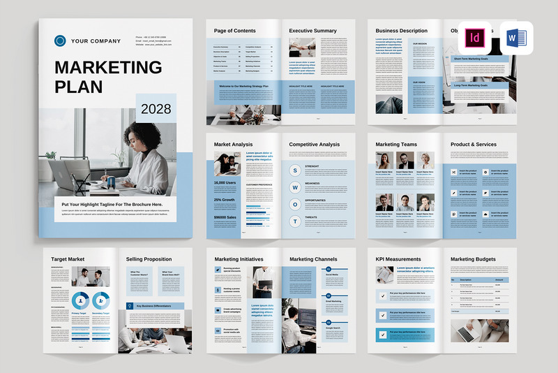 Marketing Plan Template | Microsoft Word & Adobe Indesign