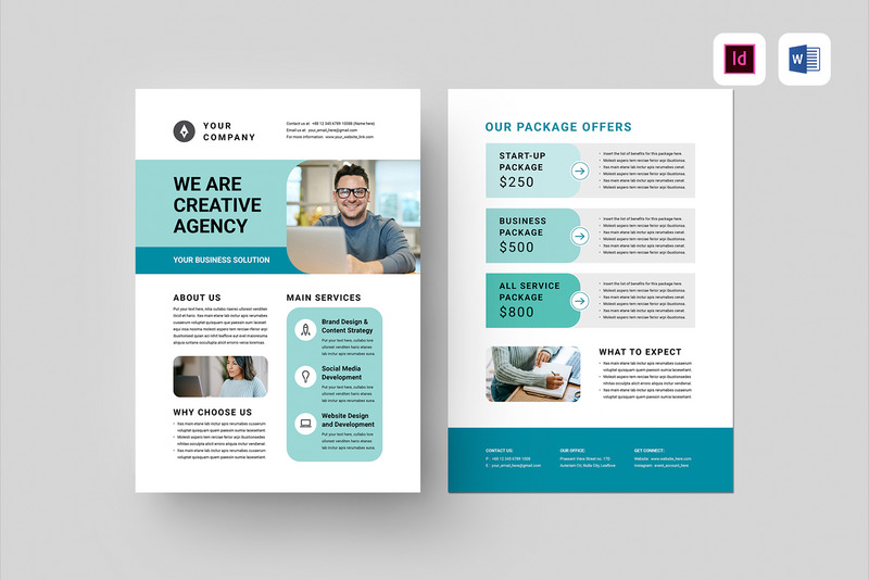 Agency Flyer Template | Microsoft Word & Adobe Indesign
