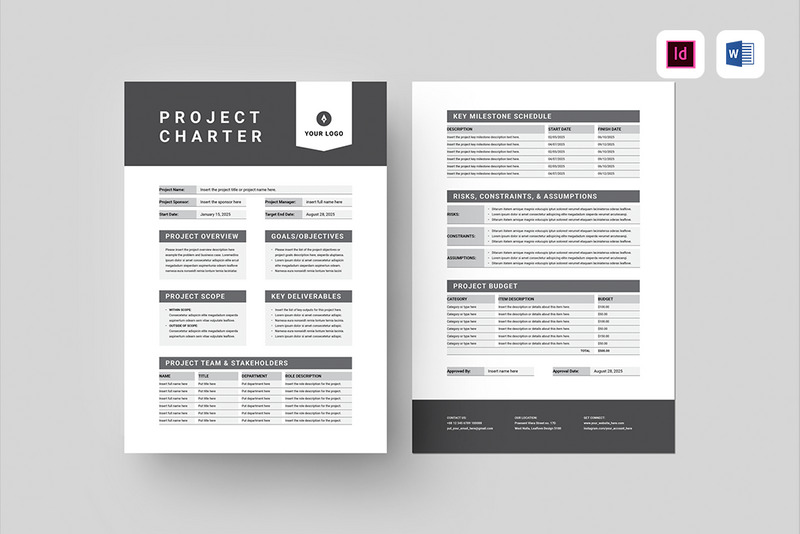 Project Charter Template | Microsoft Word & Adobe Indesign