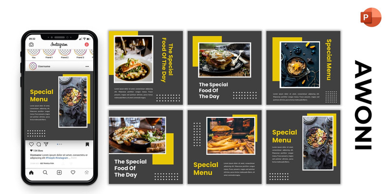 Awoni- Instagram Feed Powerpoint Template - TemplateMonster