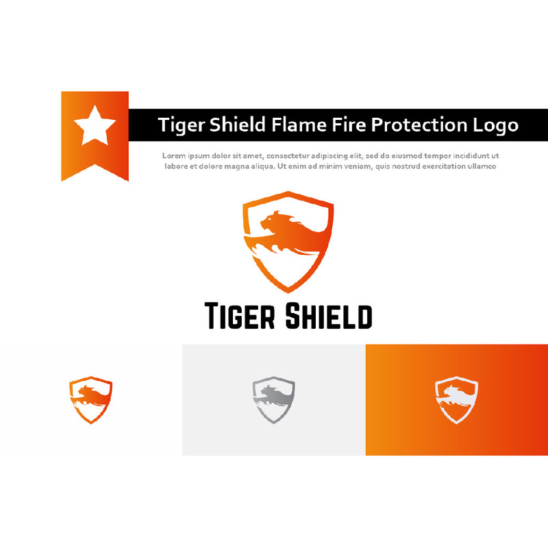 Tiger Shield Burned Flame Fire Protection Wild Animal Logo