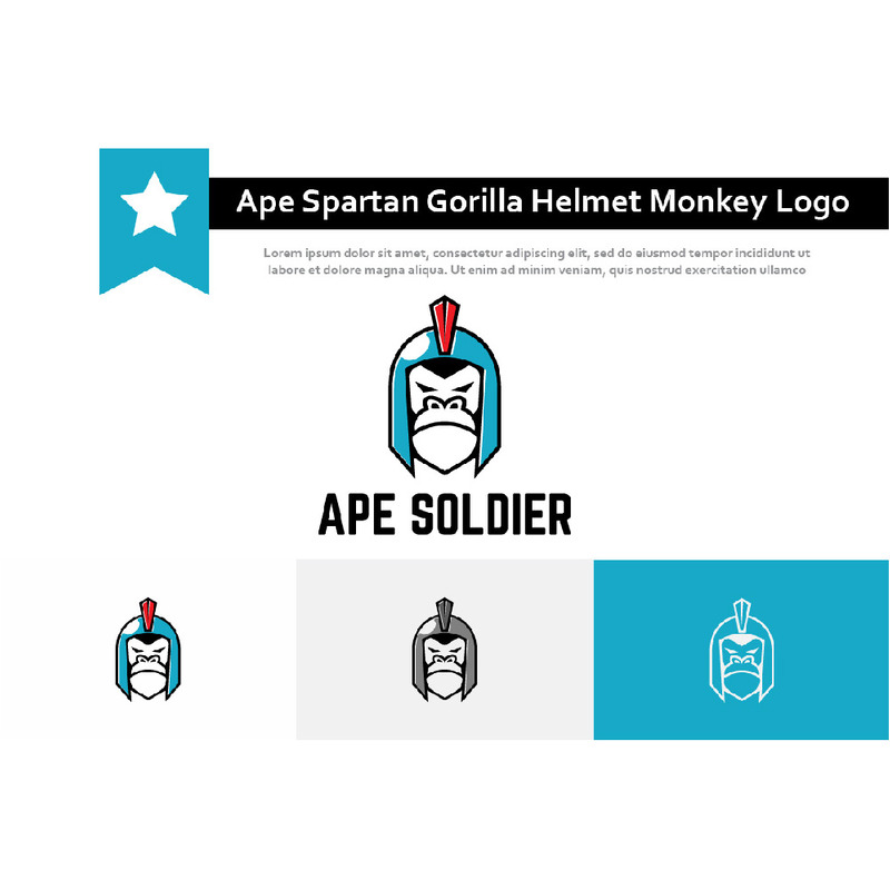Ape Soldier Spartan Gorilla Helmet Monkey War Game Logo