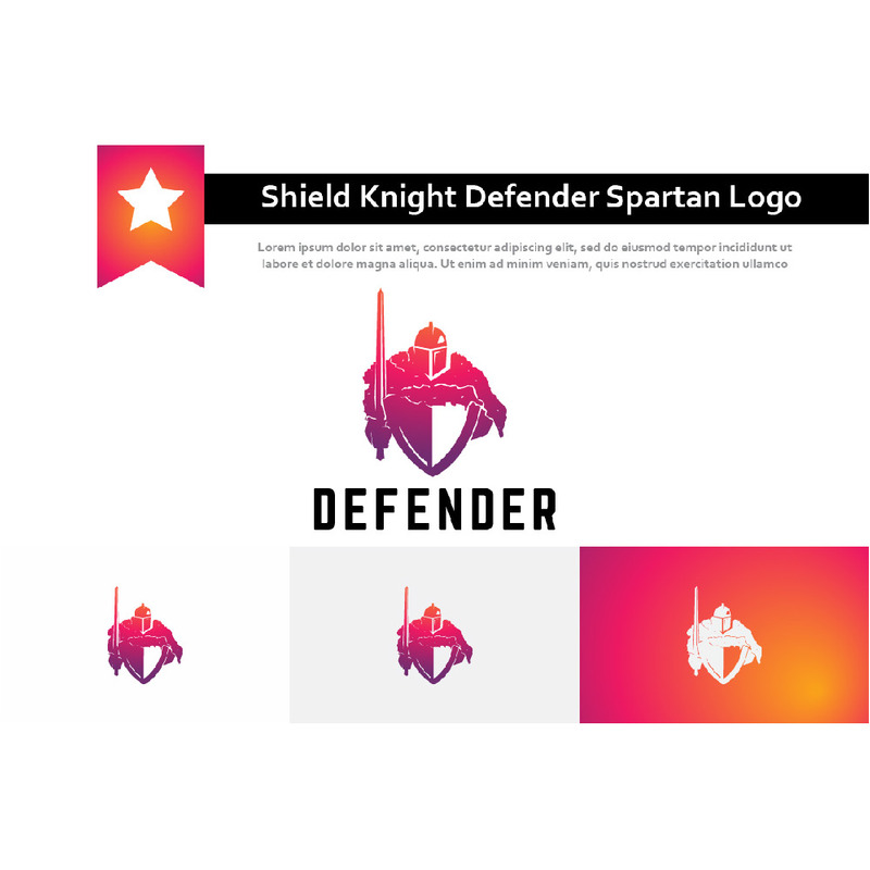 Shield Sword Knight Defender Spartan Soldier Warrior Mascot Logo