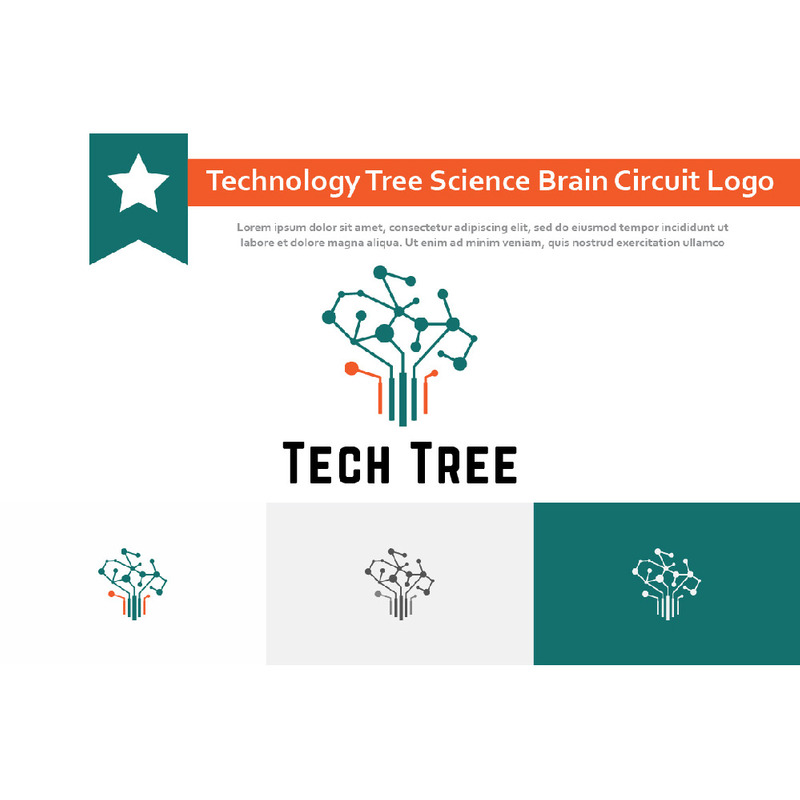 Technology Tree Smart Science Brain Circuit Modern Logo